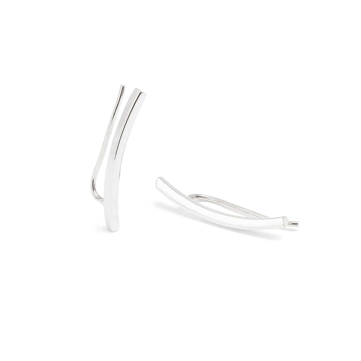 Ella Curved Bar Ear Pins in Silver